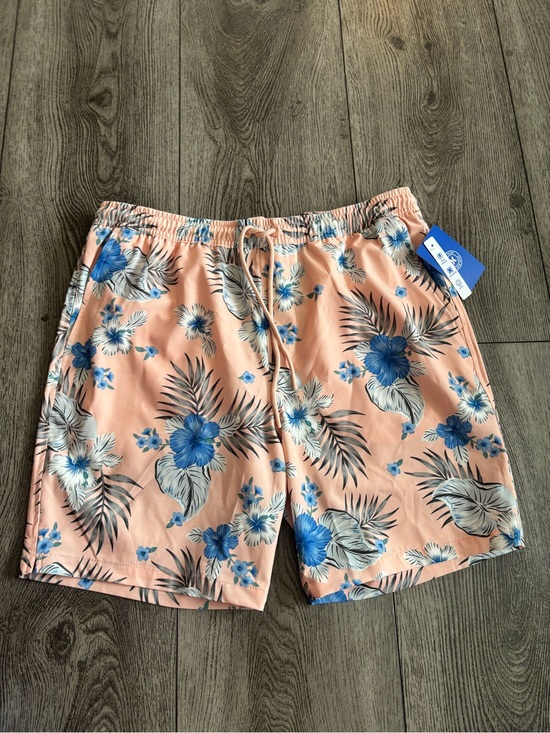 Hurley | Swim | Hurley Mens Peach Floral Swim Trunks With Blue Hibiscus ...